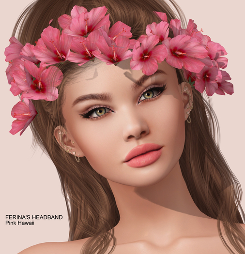 Second Life Marketplace - @ FERINA'S headband pink hibiscus hawaii resiz